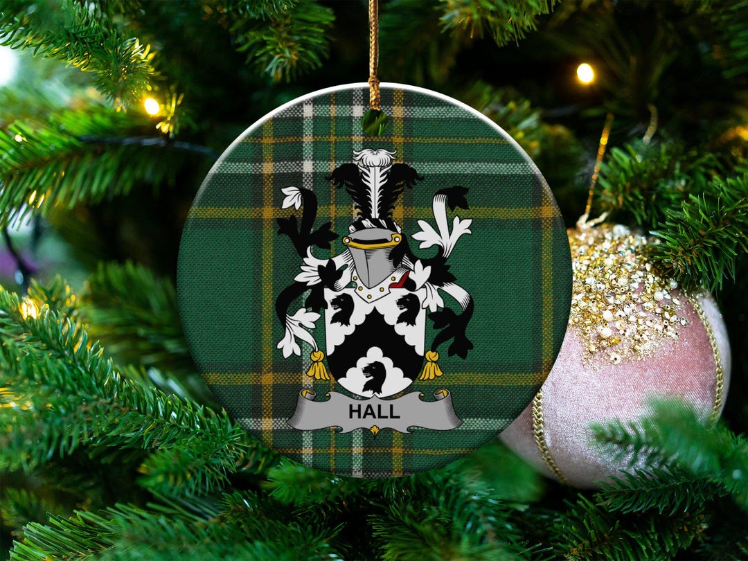 HALL Irish Surname Coat of Arms Ornament, One Sided Print, Irish ...