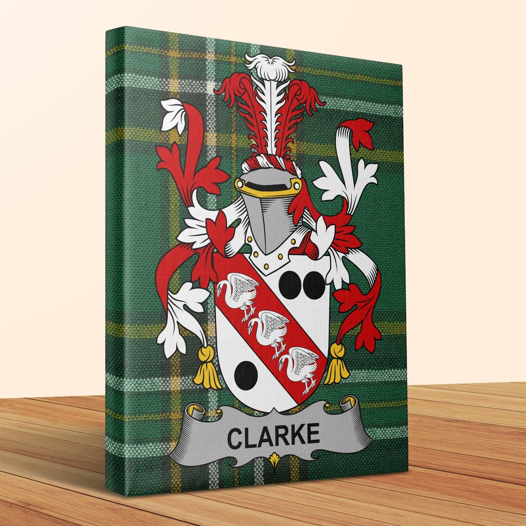 Clarke Irish Surname Coat of Arms Canvas Wrap Irish National Tartan ...
