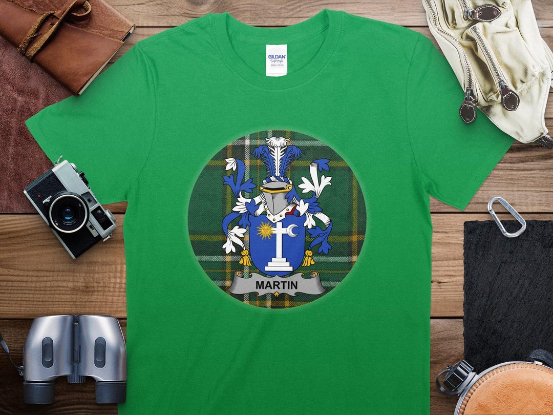 Martin Irish Surname Coat of Arms, Family Heritage T-shirt, Irish ...