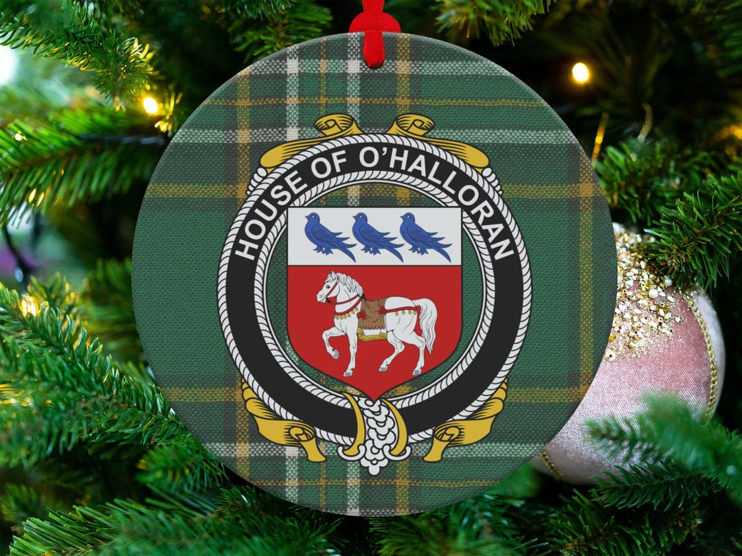 O'halloran Family Crest Irish Tartan Ornament, Irish Coat of Arms ...