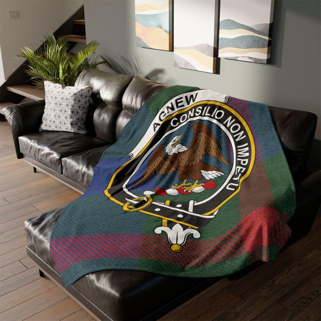 Agnew Clan Crest Tartan Soft Polyester Minky Blanket, Cozy Scottish ...