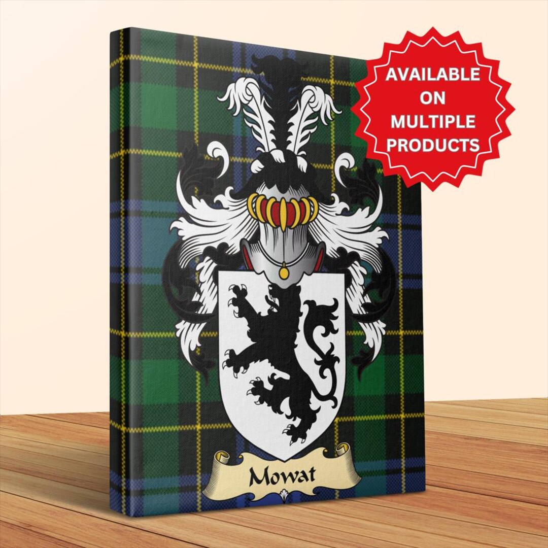 Mowat Clan Coat of Arms, Scottish Heraldry Mug, Mowat Tartan Ornament ...