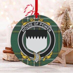 Irish Tartan Christmas Ornament: House of Power Crest, Family Keepsake ...