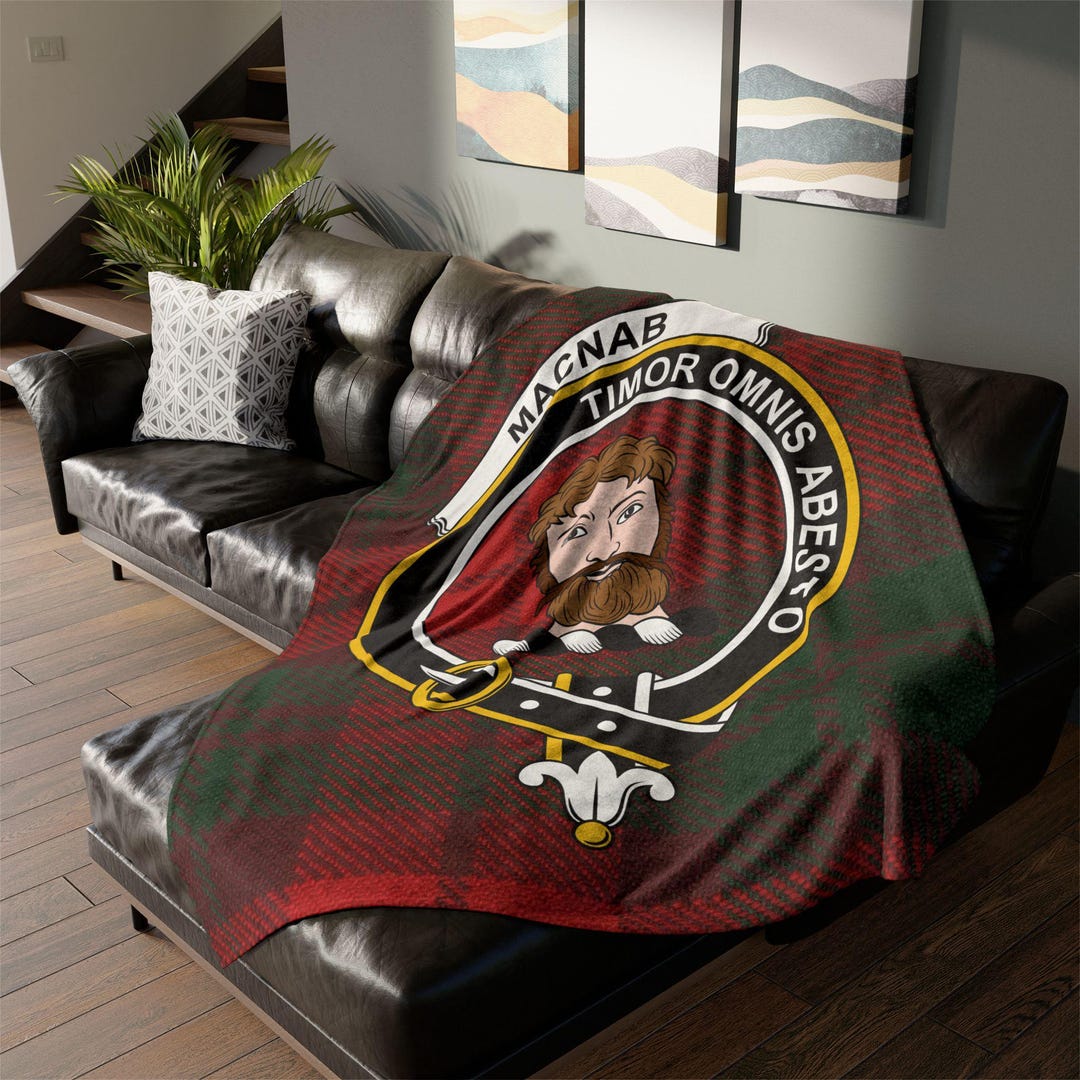 Macnab Scottish Clan Crest Tartan Soft Blanket, Scottish Family Gift ...