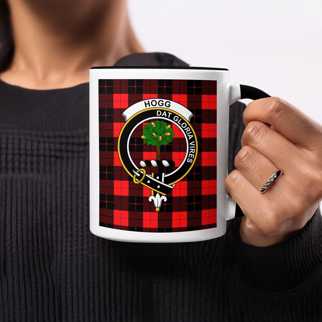 Hogg Clan Crest Mug, Scottish Pride, Premium Hogg Family Tartan Accent ...