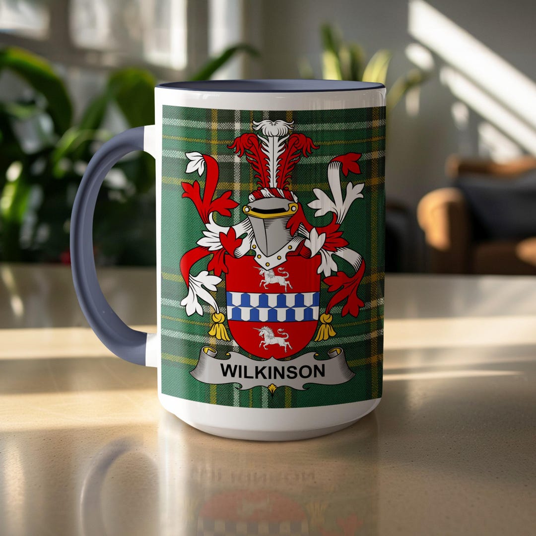 Wilkinson Irish Coat of Arms Mug, Irish Surname, Family Crest, Heritage ...