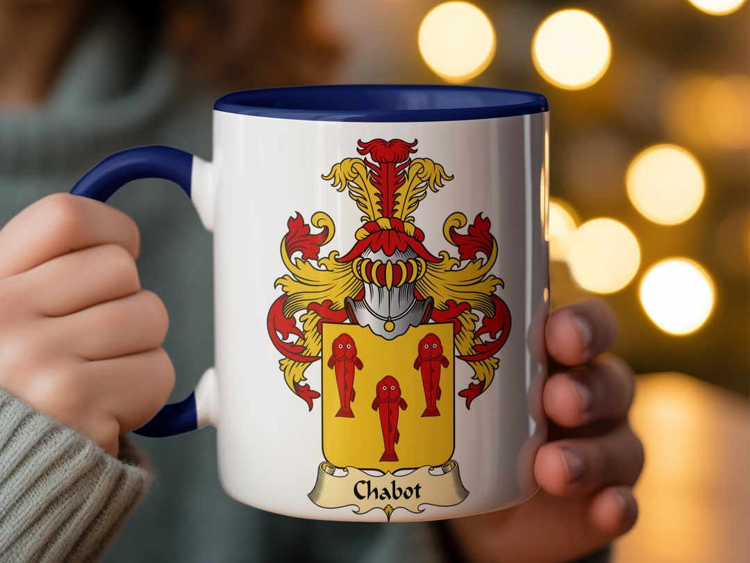 Heraldic Shield Chabot Family Crest Elegant Custom Mug for Genealogy ...