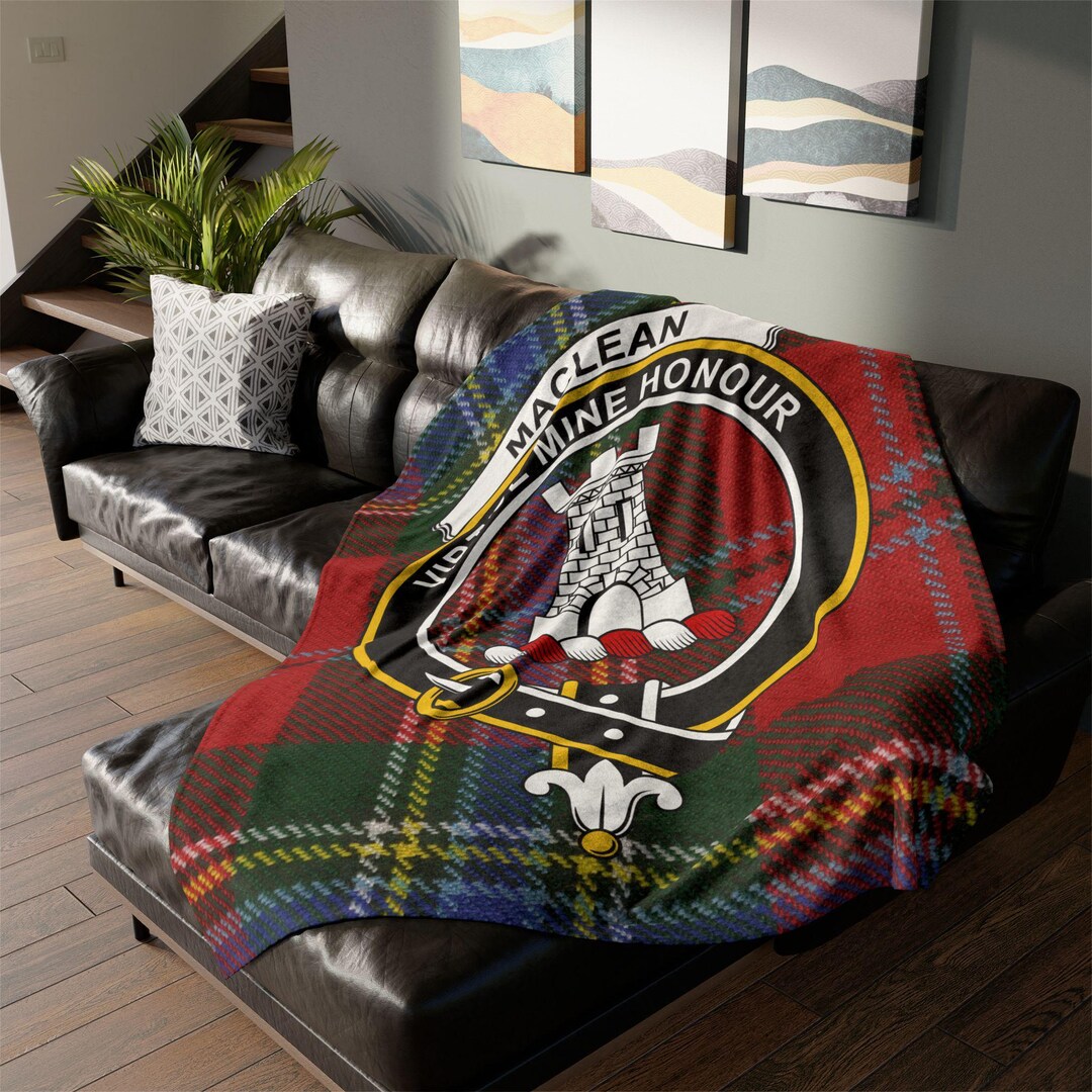 Maclean Scottish Clan Crest Tartan Blanket, Heritage Throw - Etsy