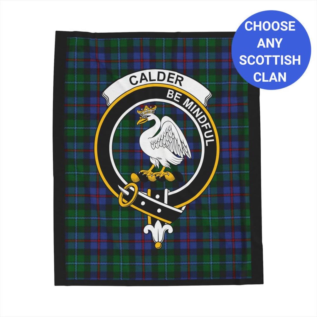 Calder Scottish Clan Crest Blanket, Tartan Background, Custom Clan ...