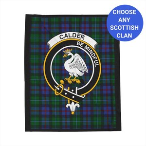 Calder Scottish Clan Crest Blanket, Tartan Background, Custom Clan ...