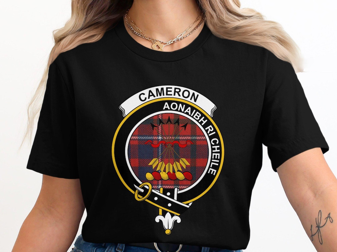 Cameron Scottish Clan Crest Tartan Unisex T-shirt, Available in Sizes ...