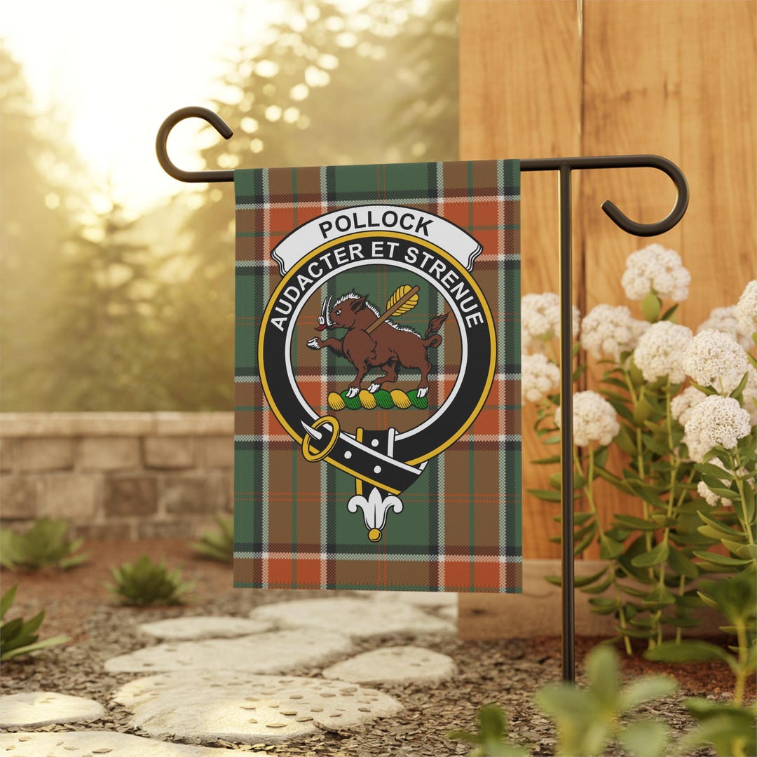 Clan Pollock Crest on Ancient Pollock Tartan Garden Flag - Etsy