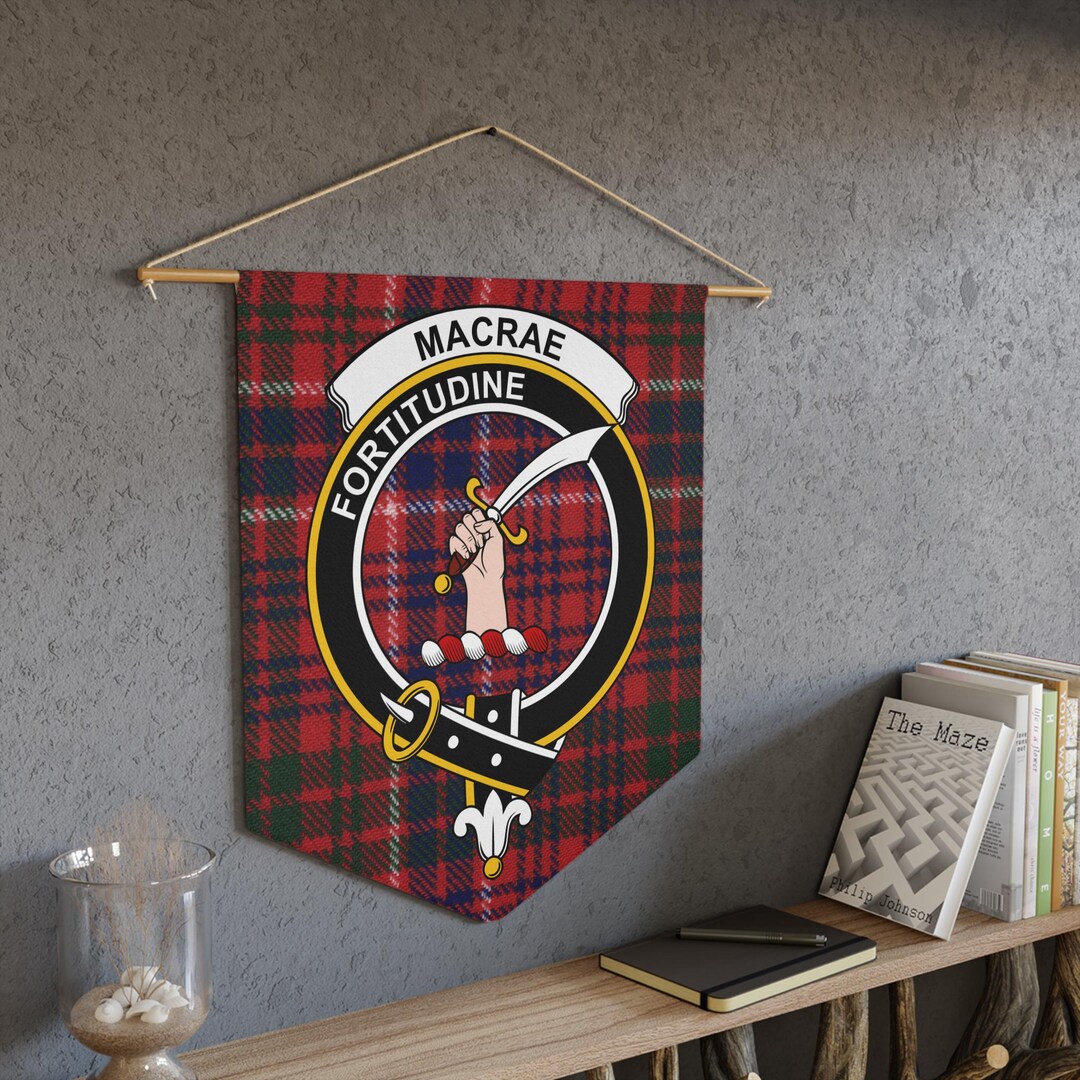 Macrae Clan Crest Tartan Pennant: Scottish Heritage Decor - Etsy