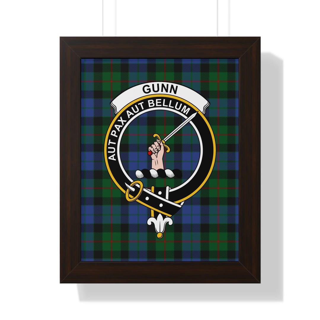 Gunn Clan Crest Vertical Framed Poster, Tartan Clan Gunn Art Print ...