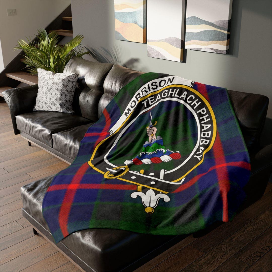 Morrison Scottish Clan Crest Tartan Blanket, Heritage Throw - Etsy