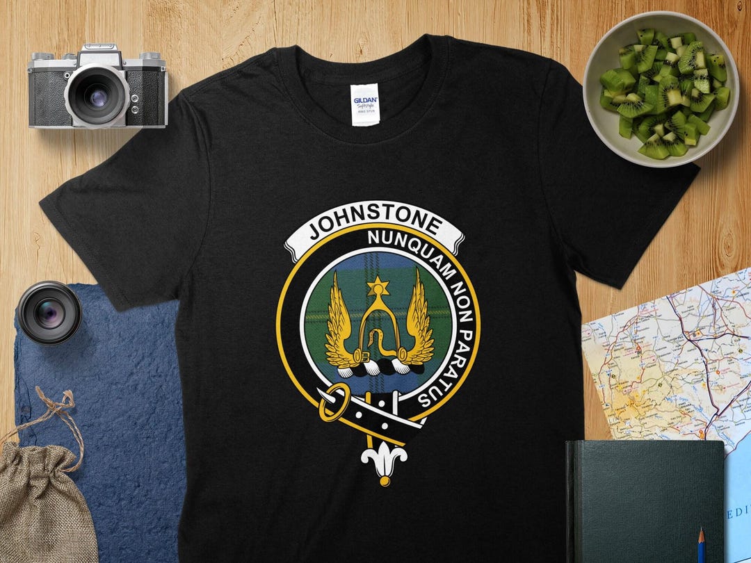 Johnstone Clan Crest Tartan Background T-shirt, Customized Scottish ...