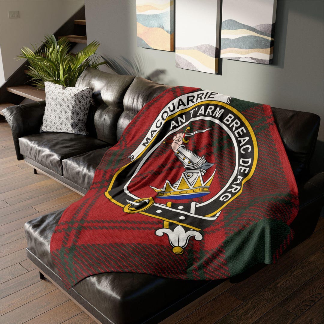 Macquarrie Scottish Clan Crest Tartan Soft Polyester Minky Blanket ...