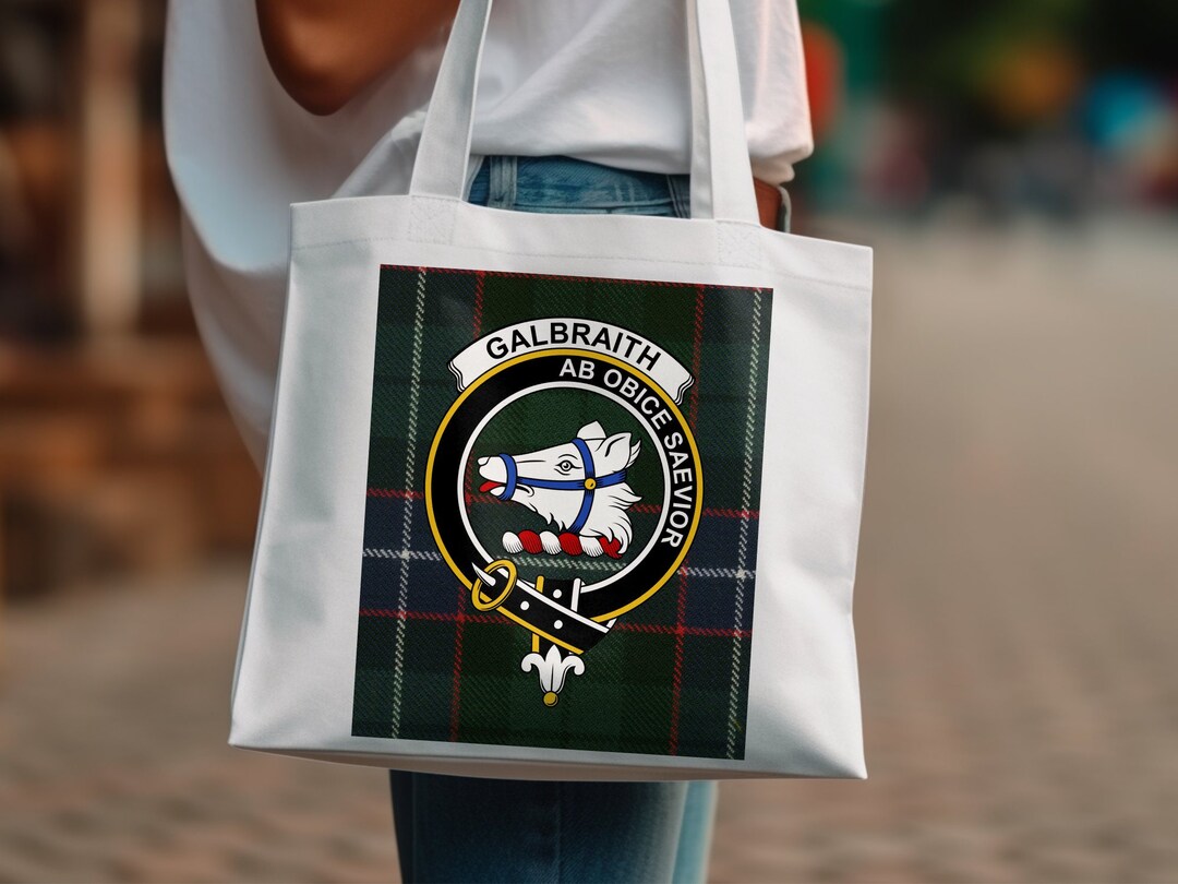 Galbraith Clan Tartan Tote Bag, Scottish Family Crest Shopper, Heraldic ...