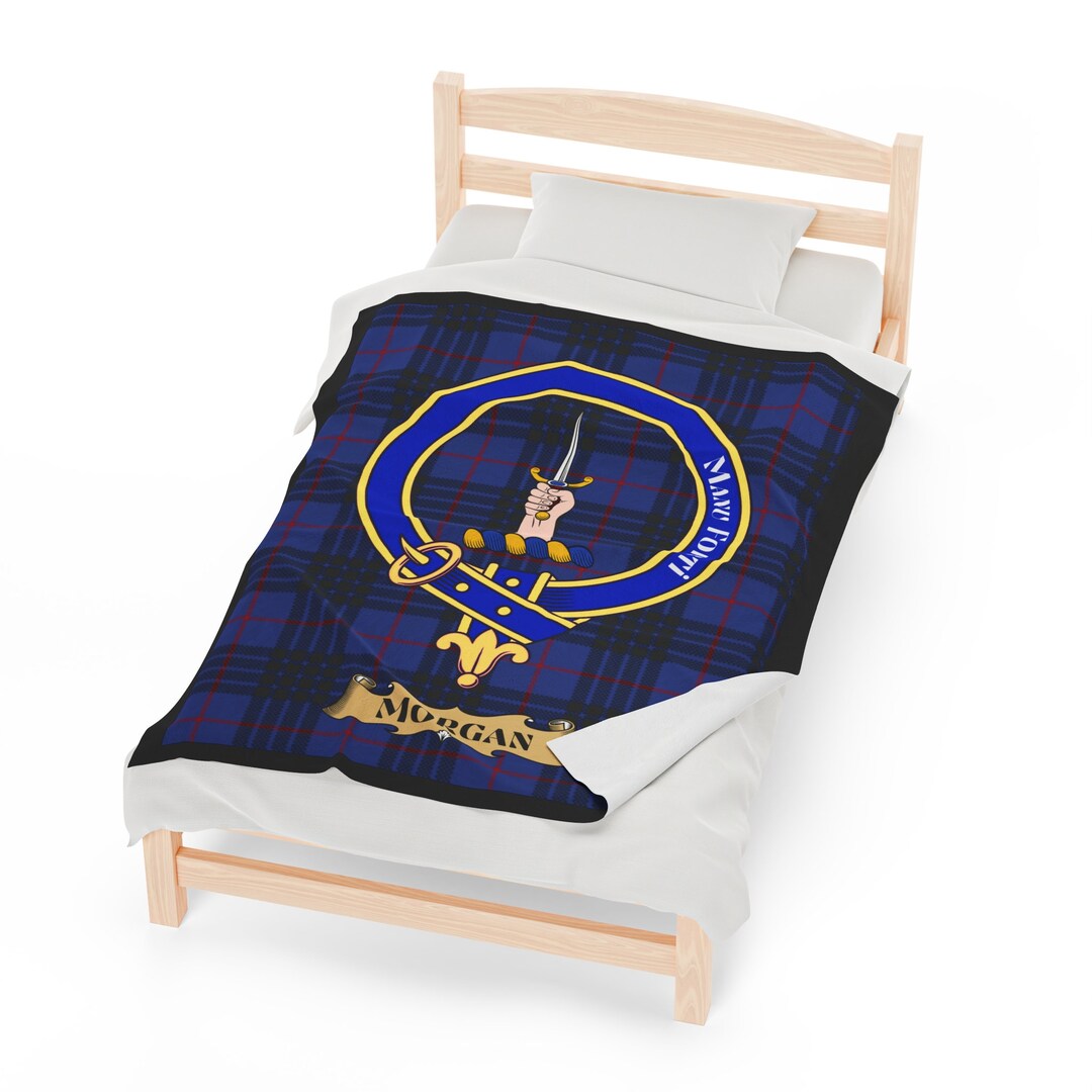 Morgan Clan Scottish Tartan Crest Blanket, Scotland Tartan Blanket ...