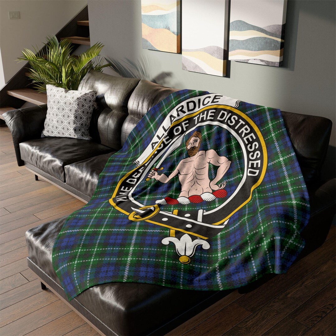 Allardice Clan Crest Tartan Blanket: Soft Scottish Minky Blanket - Etsy