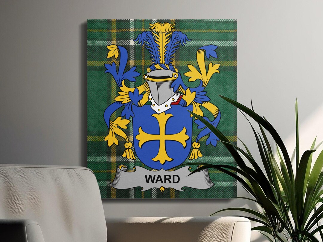 Ward Coat of Arms Canvas Wrap, Irish Surname Family Crest Art, Ireland ...
