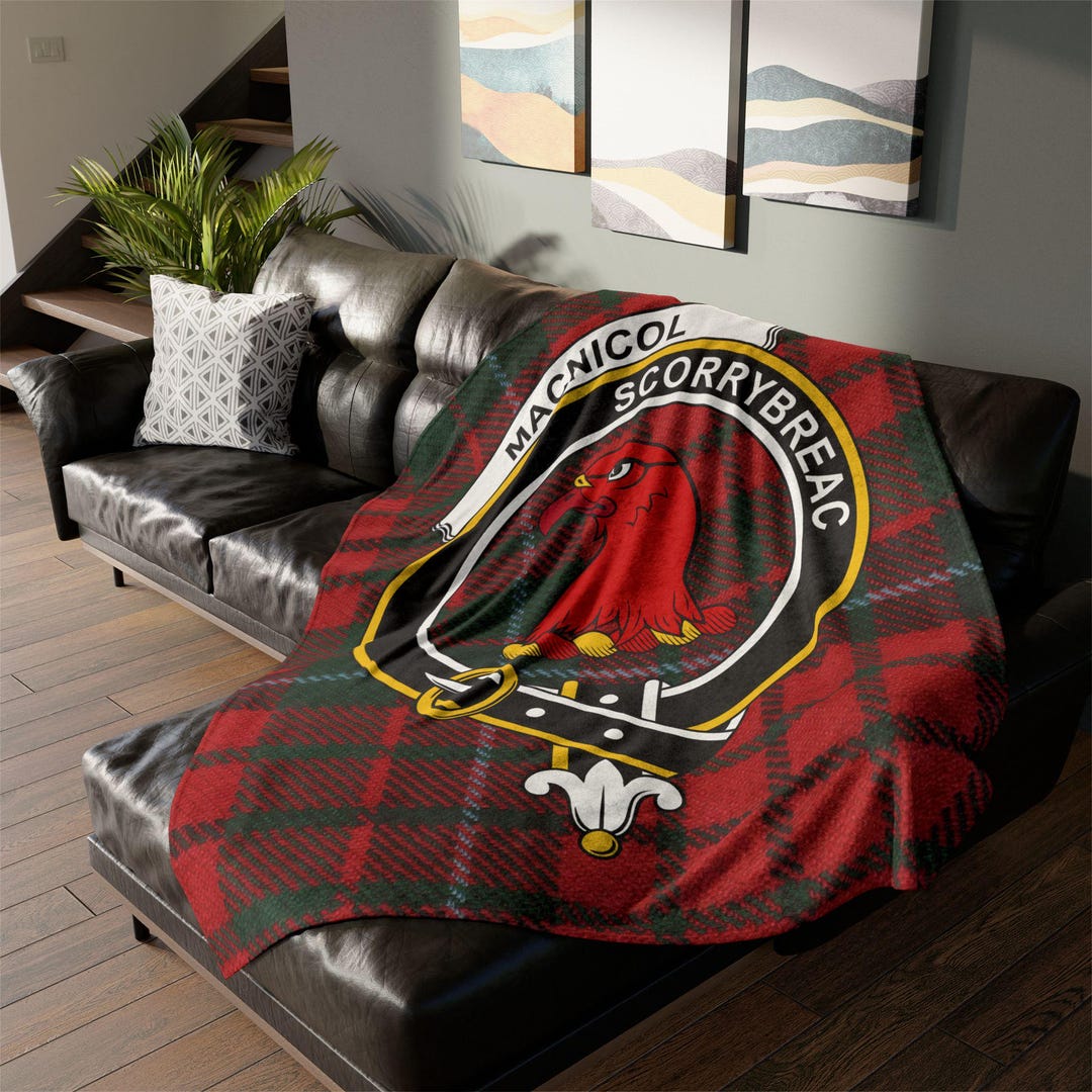 Macnicol Clan Crest Tartan Blanket, Scottish Heritage Throw - Etsy