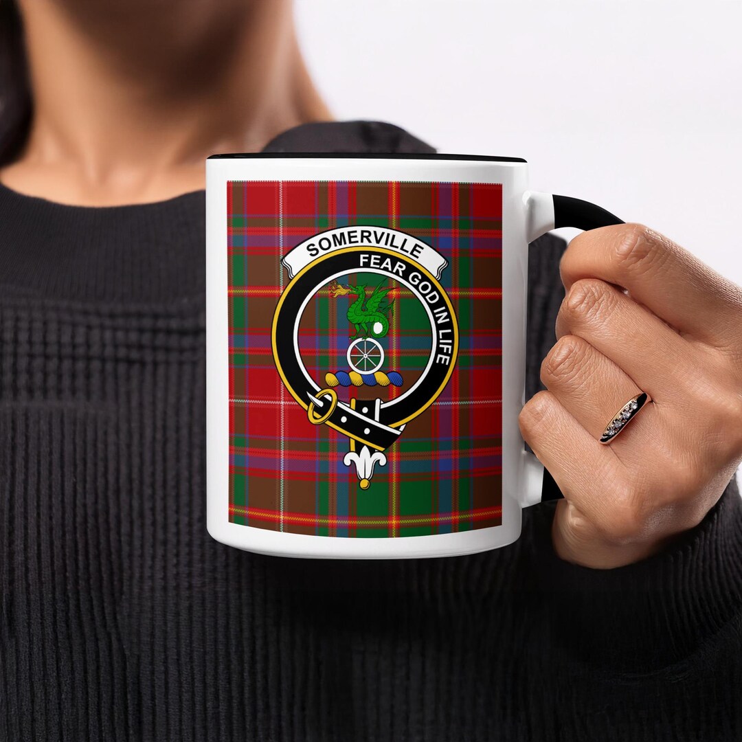 Somerville Scottish Clan Crest, Tartan Mug, Personalized Family Name ...