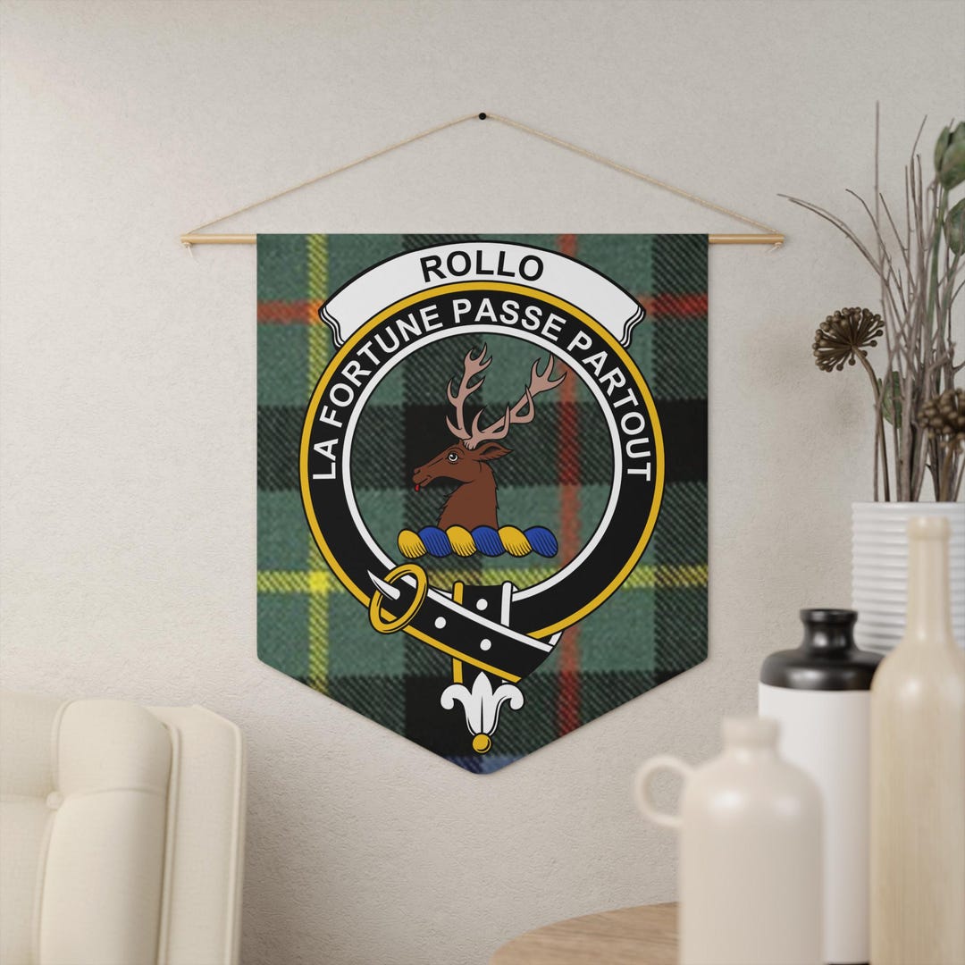 Rollo Clan Crest Tartan Pennant: Scottish Family Heritage, Heraldic ...