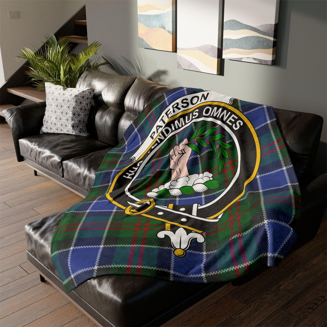 Paterson Scottish Clan Crest Tartan Soft Minky Blanket, Cozy Heritage ...