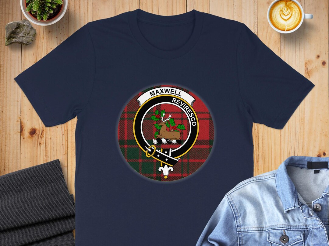 Maxwell Scottish Clan Crest on Tartan Background, Unisex T-shirt ...