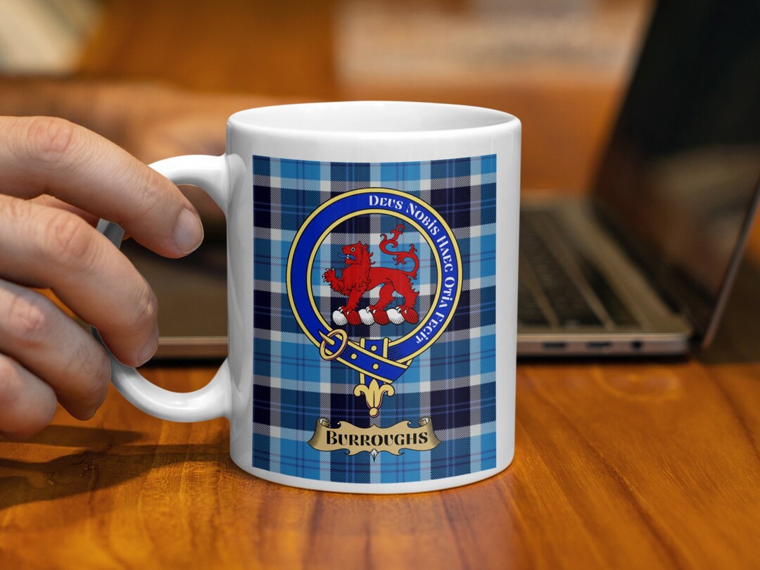 Burroughs Family Crest Mug, Personalized Family Name Mug, Scottish Clan ...