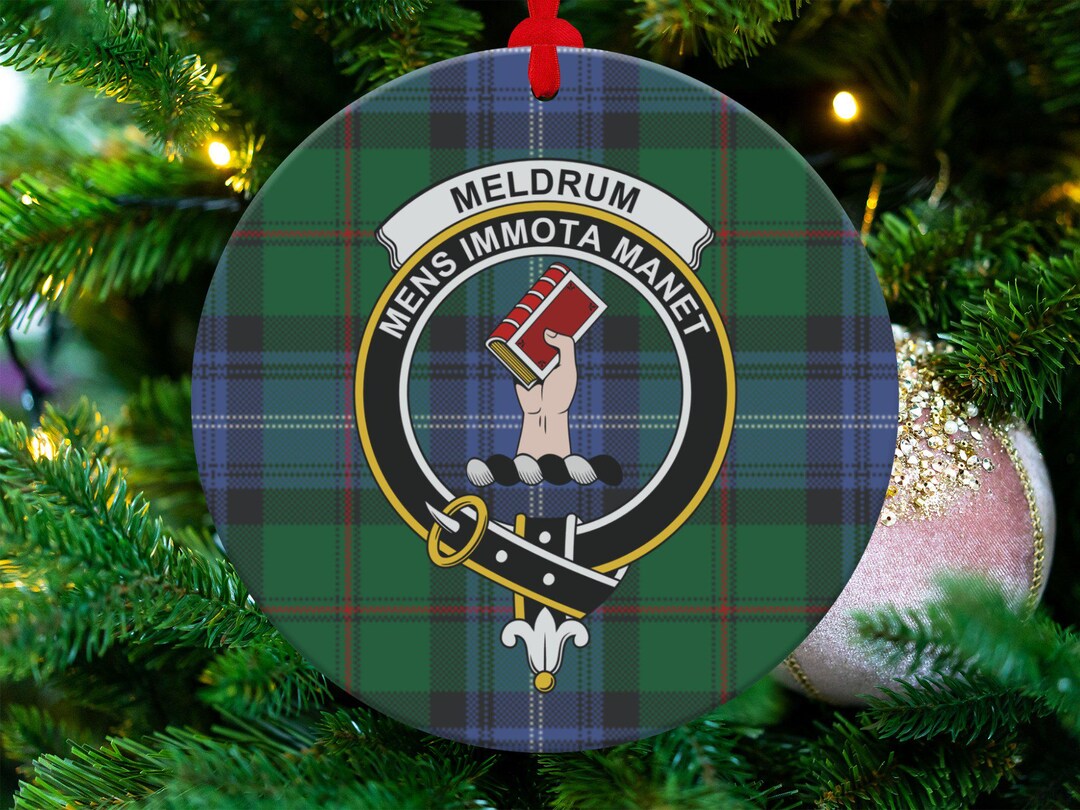 Scottish Clan Meldrum Crest Christmas Ornament, Clan Crest on Tartan ...