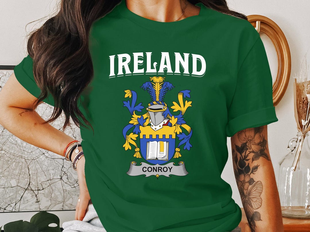 Conroy Coat of Arms T-shirt, Irish Surname Family Crest, Saint Patrick ...