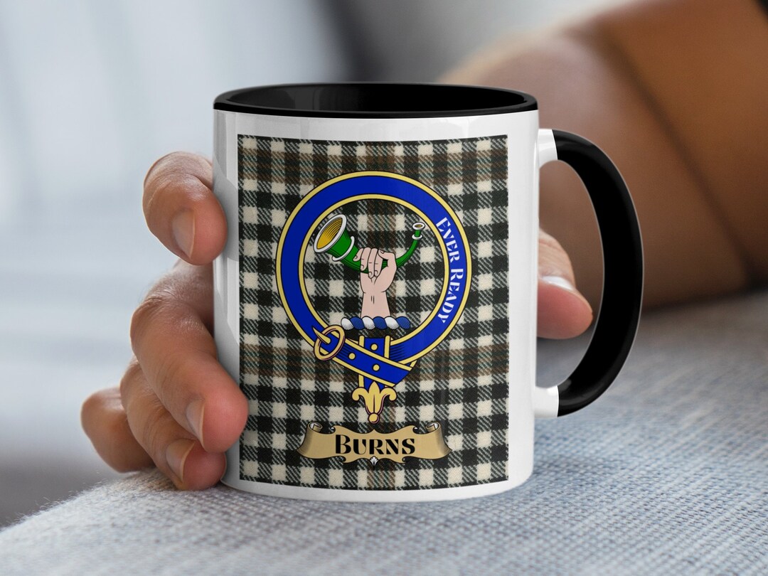 Burns Family Crest Mug, Personalized Burns Clan Mug, Burns Coat of Arms ...