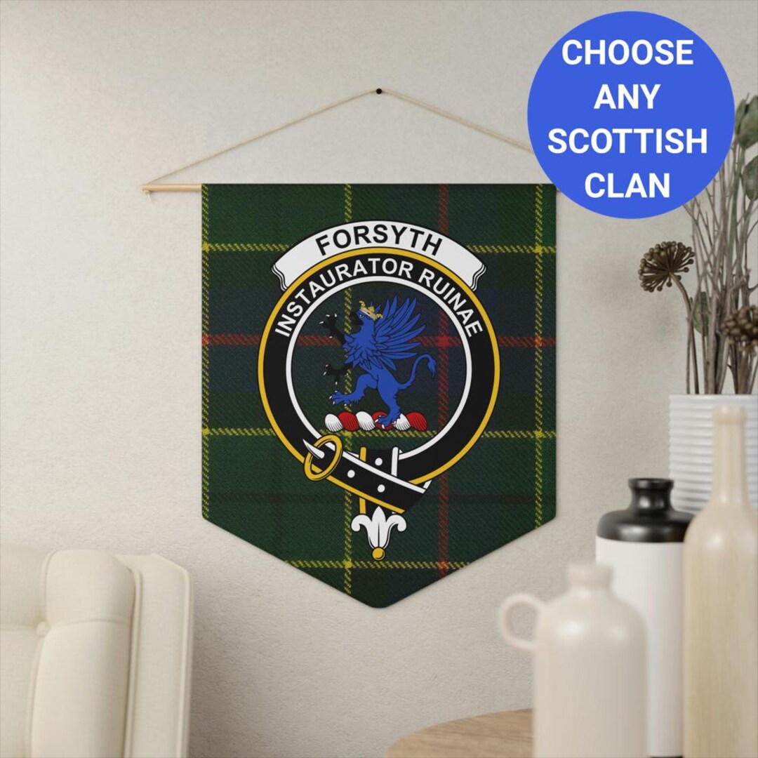 Clan Forsyth Scottish Tartan Wall Pennant, Crest Banner, Family ...
