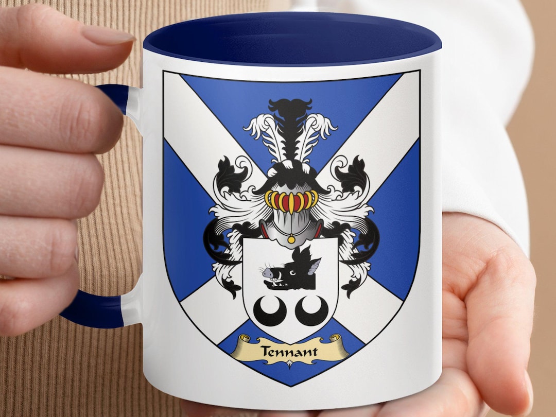 Tennant Scottish Clan Coat of Arms Mug, St Andrews Flag Shield ...