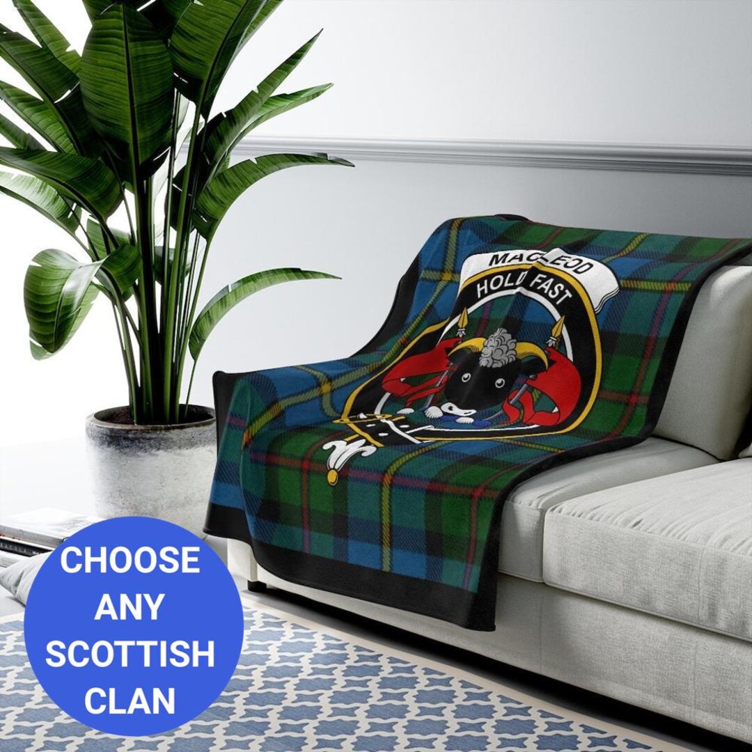 Macleod Clan Crest Tartan Blanket, Scottish Clan Macleod Tartan Throw ...