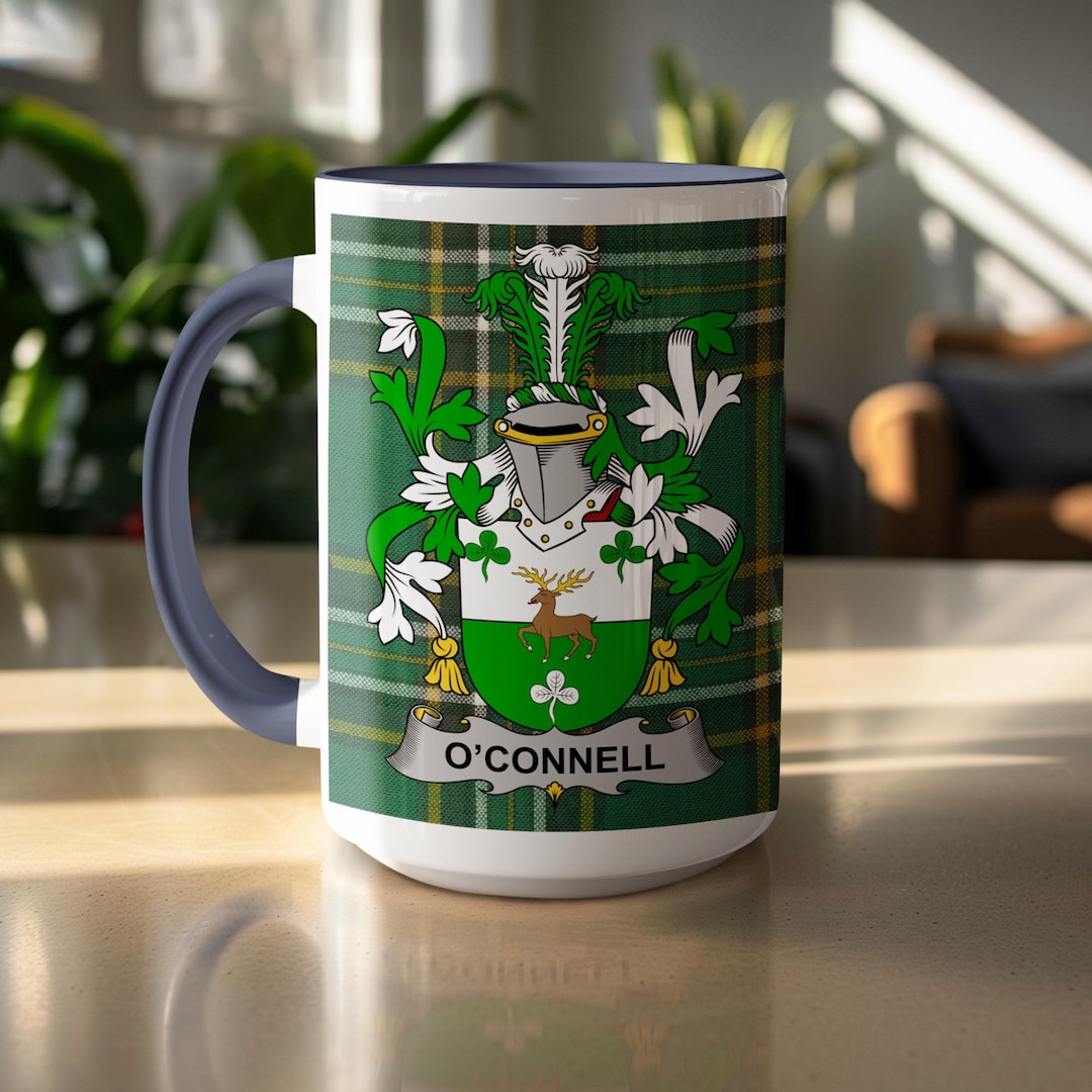 O Connell Irish Coat of Arms Mug, Irish Tartan Heritage, Family Reunion ...