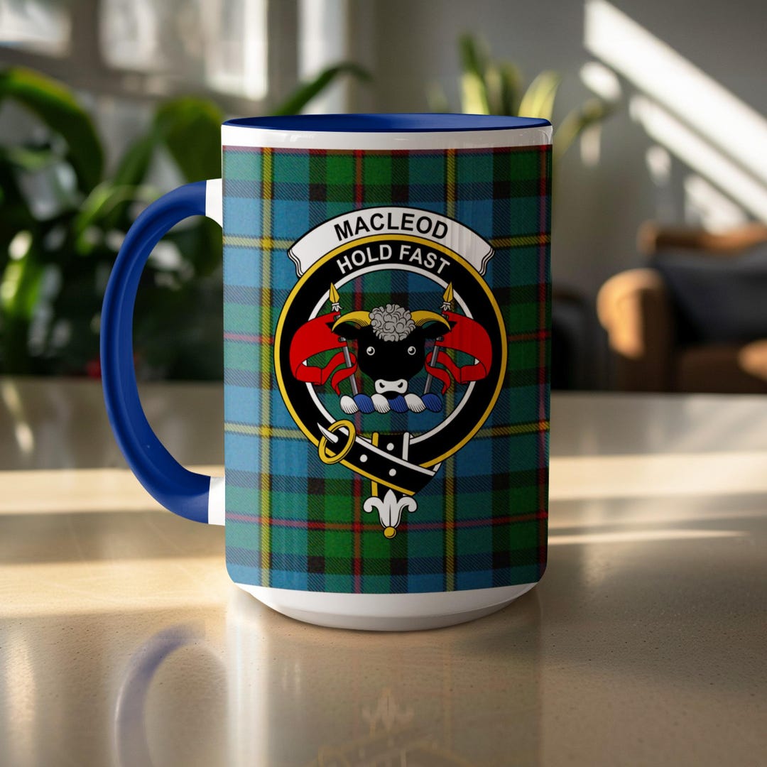 Macleod Clan Crest Mug, Scottish Tartan Mug, Scotland Gift, Family Name ...