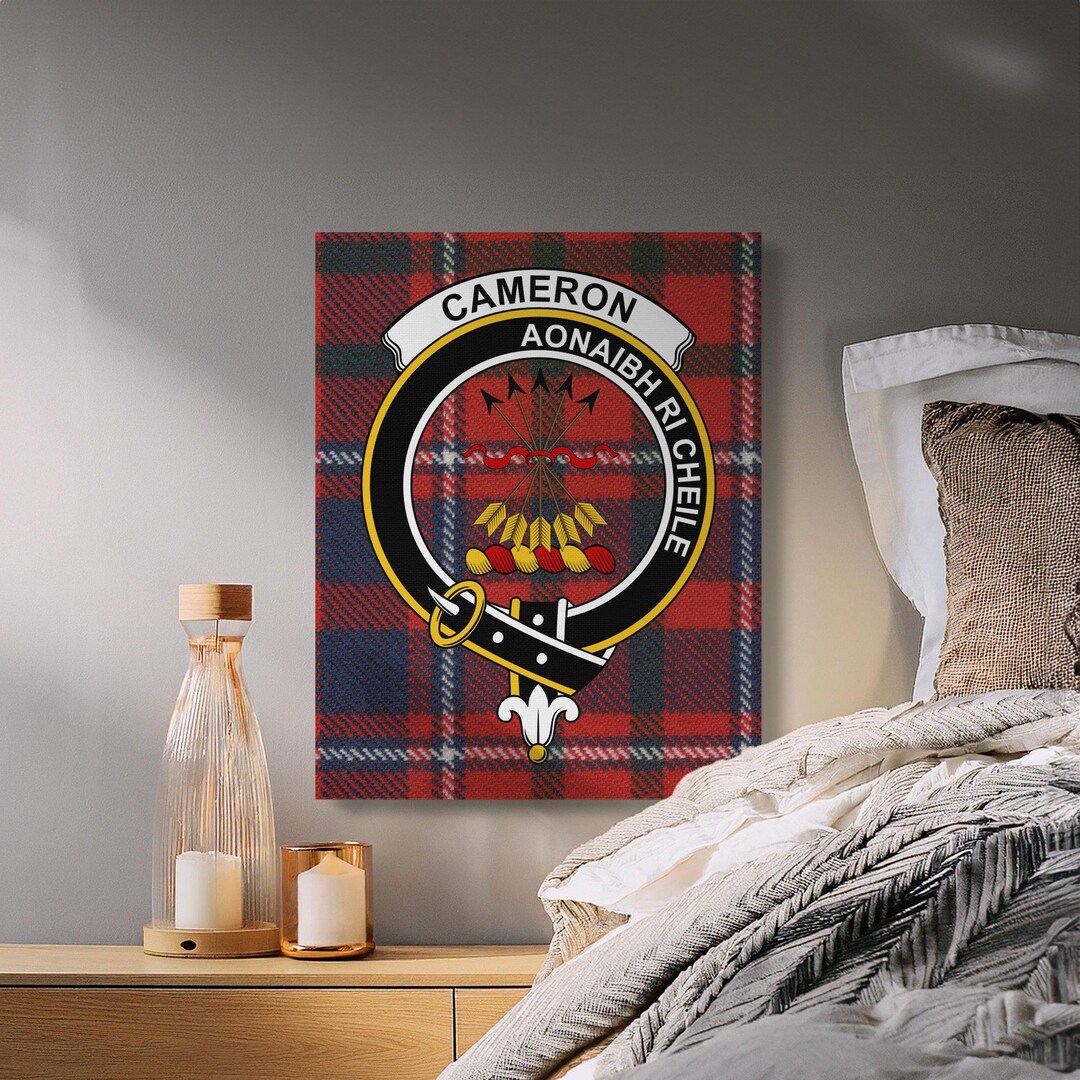 Cameron Scottish Clan Crest Tartan Canvas Wrap, Unique Home Decor ...