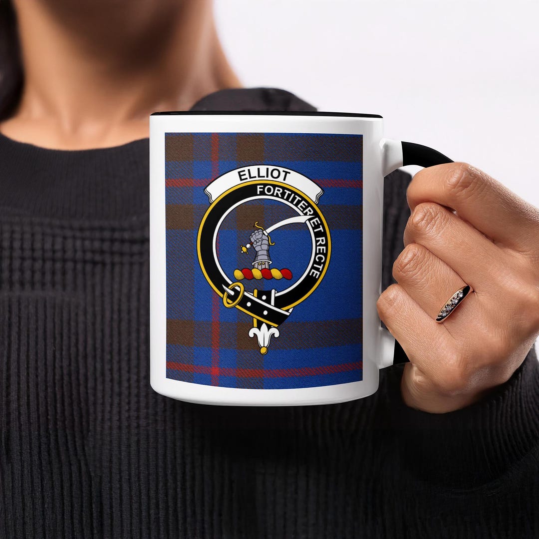 Elliot Clan Premium Mug, Scottish Crest, Tartan Design, Gift for Scots ...