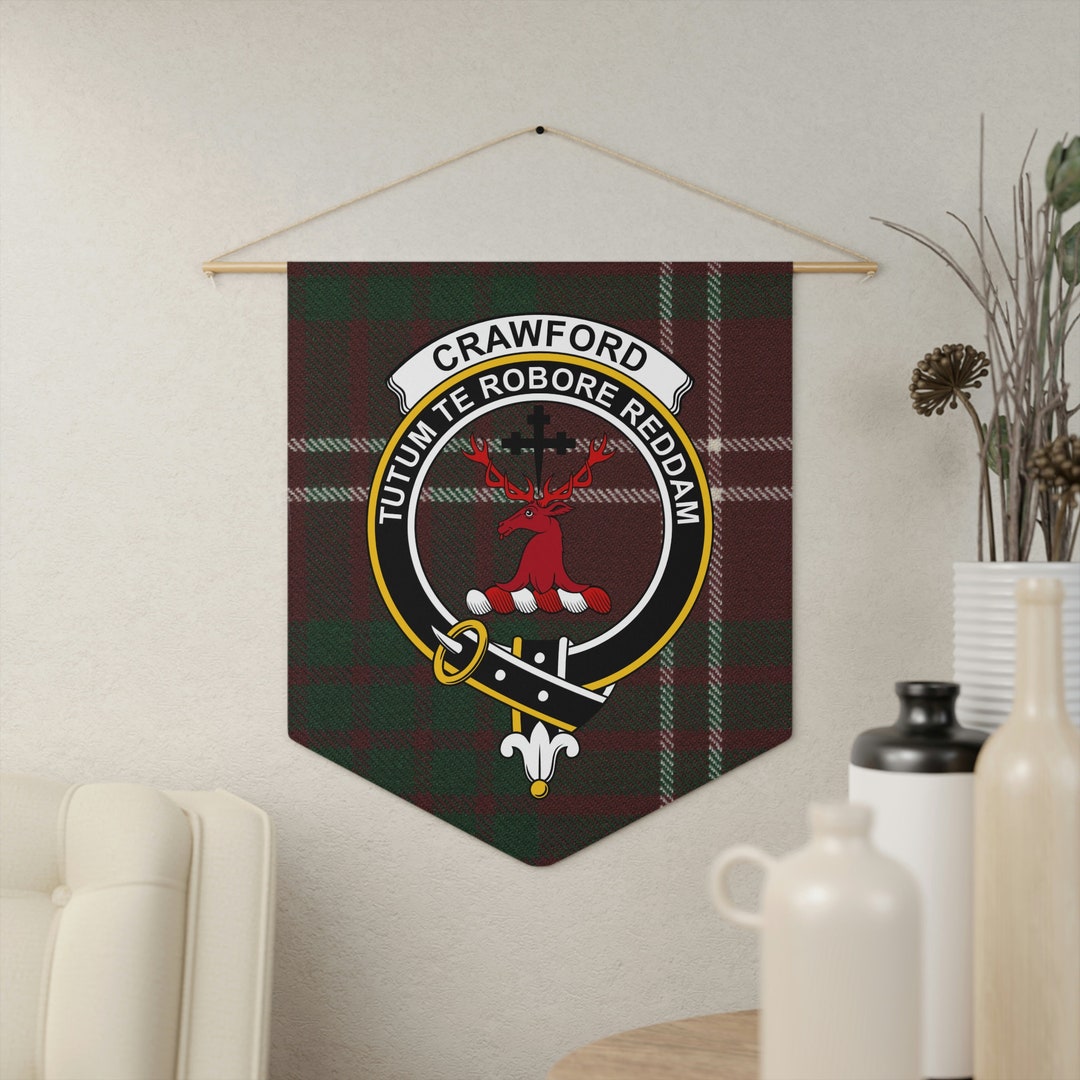 Crawford Clan Scottish Tartan Pennant, Crawford Family Scottish Wall ...