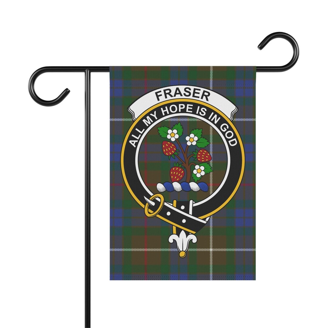 Fraser Scottish Clan Garden Flag, Scottish Clan Crest on Tartan ...