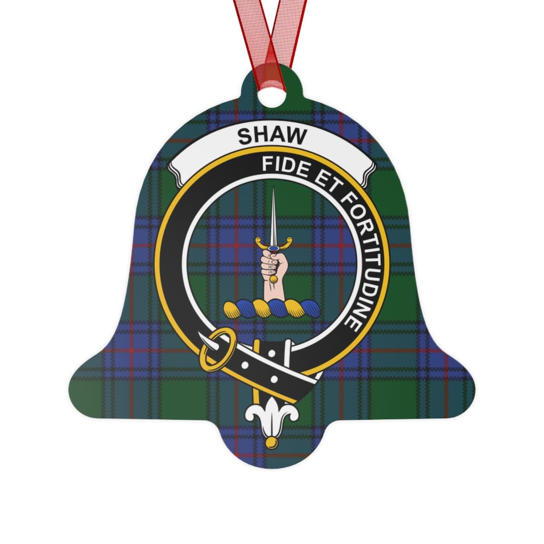 Shaw Clan Scottish Metal Bell Ornament, Shaw Crest Double Sided Print ...