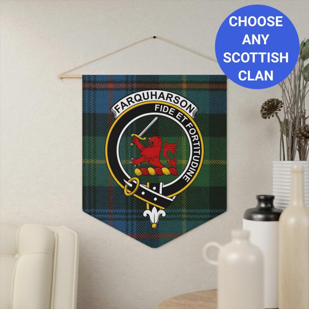 Clan Farquharson Crest Wall Pennant, Scottish Clan Wall Decoration ...