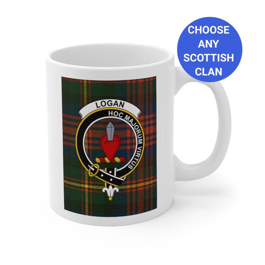Logan Scottish Clan Crest Tartan Background Mug, Logan Clan Crest Mug ...