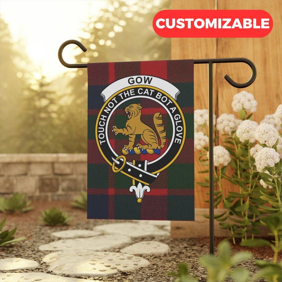 Gow Scottish Clan Garden Flag, Crest on Tartan Background, Outdoor ...