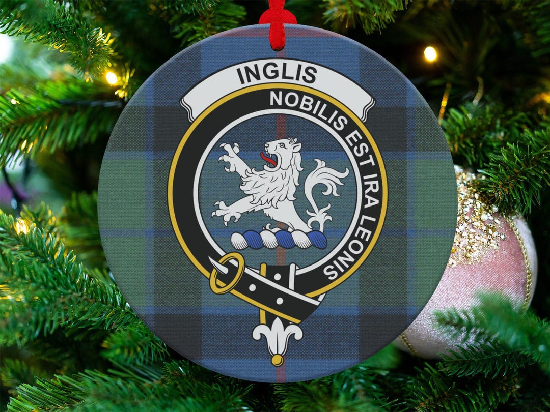 Inglis Clan Crest Tartan Background Christmas Ornament, Scottish Family ...