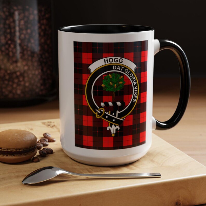Hogg Clan Crest Mug, Scottish Pride, Premium Hogg Family Tartan Accent ...