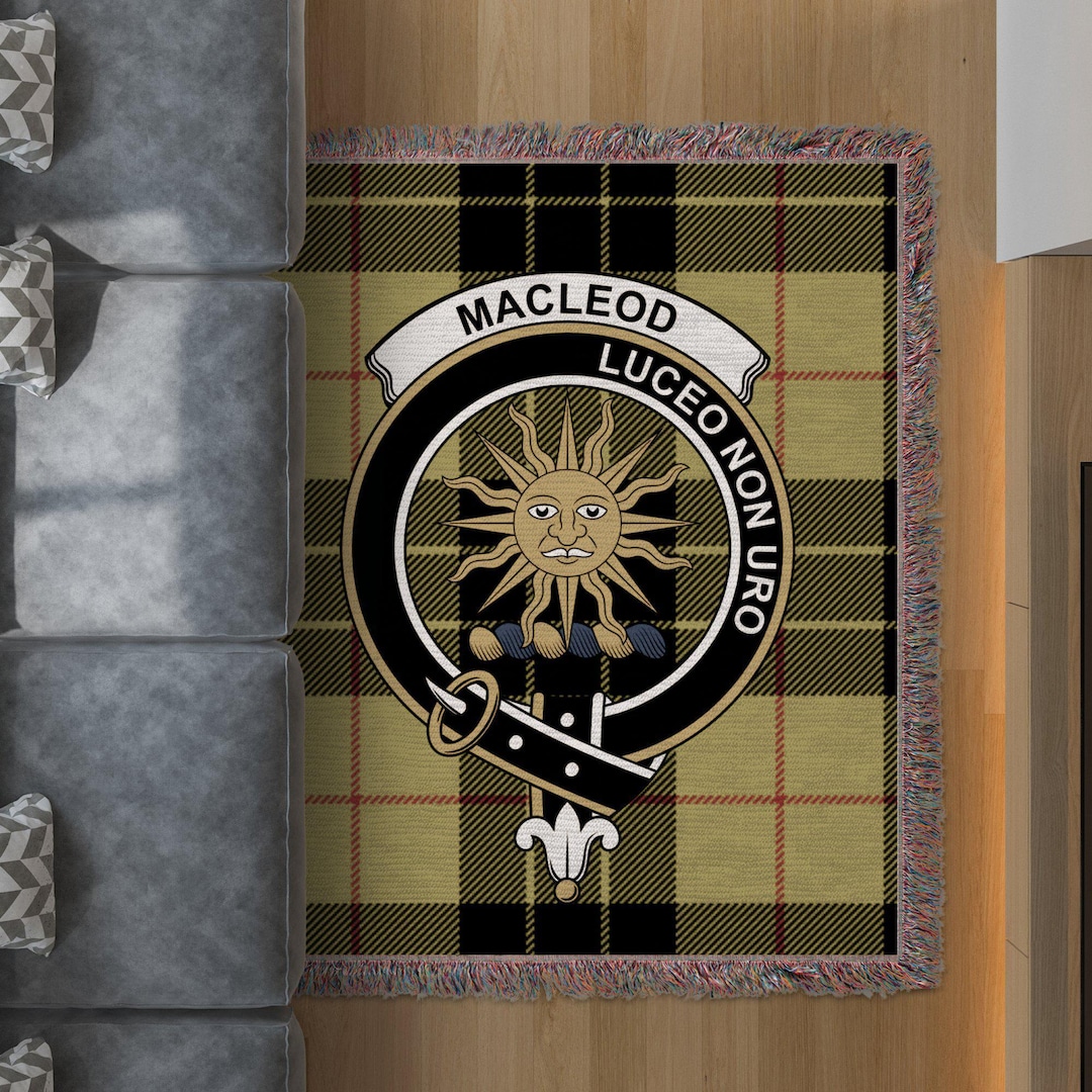 Macleod Scottish Clan Crest Tartan Blanket: Woven Cotton Throw - Etsy